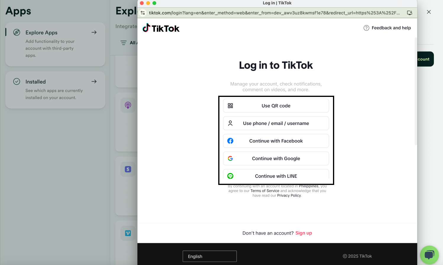 Connect your TikTok Account
