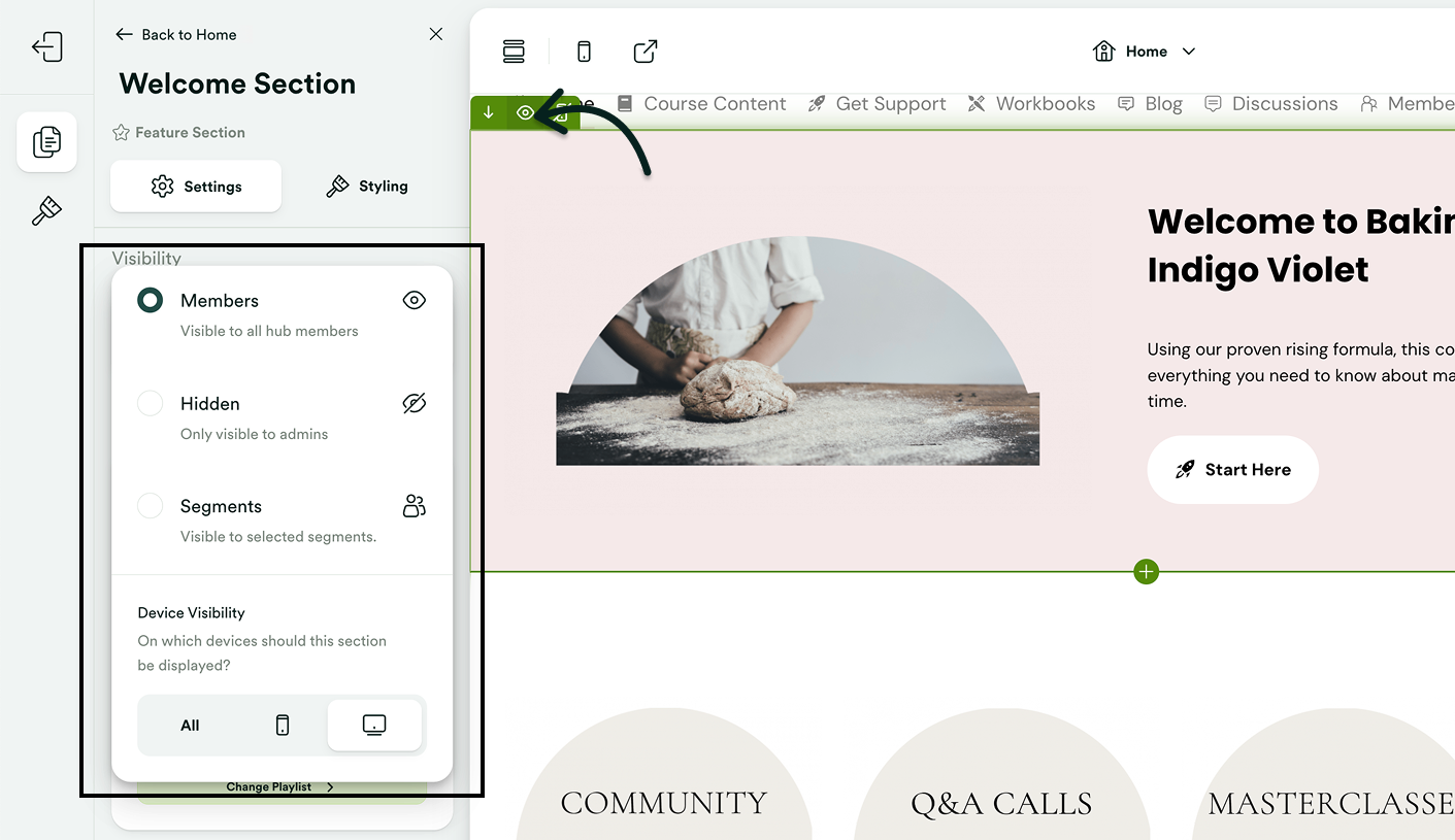 Using Segments to control Hub Section visibility