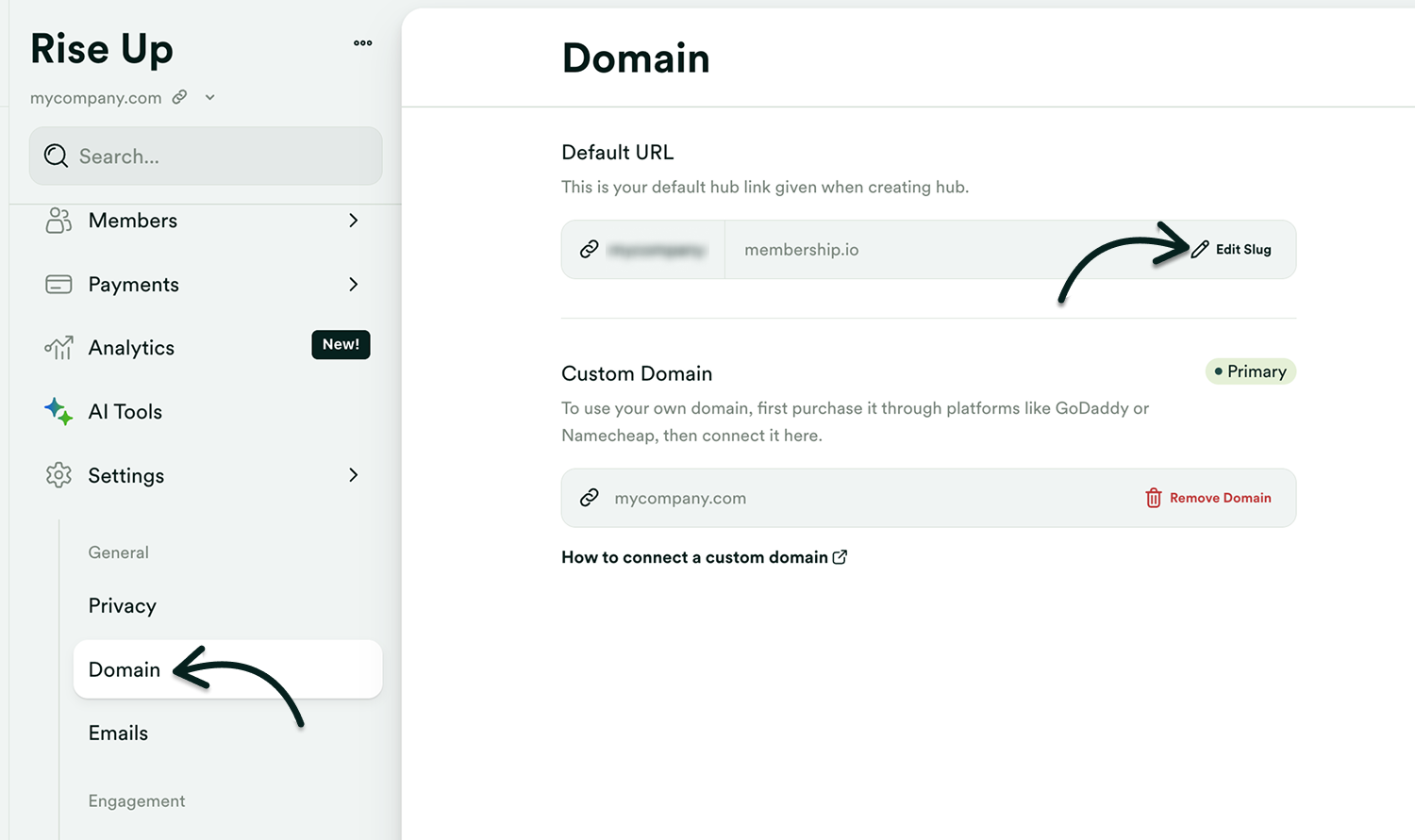 Change your Hub URL slug