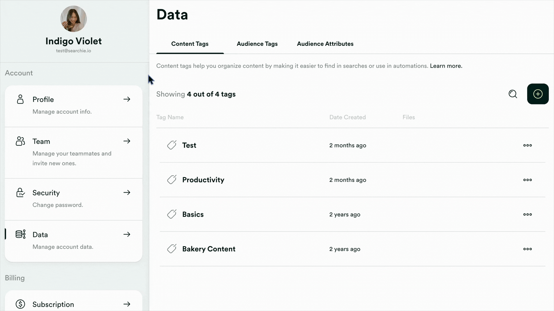 What is included in the Account Settings page