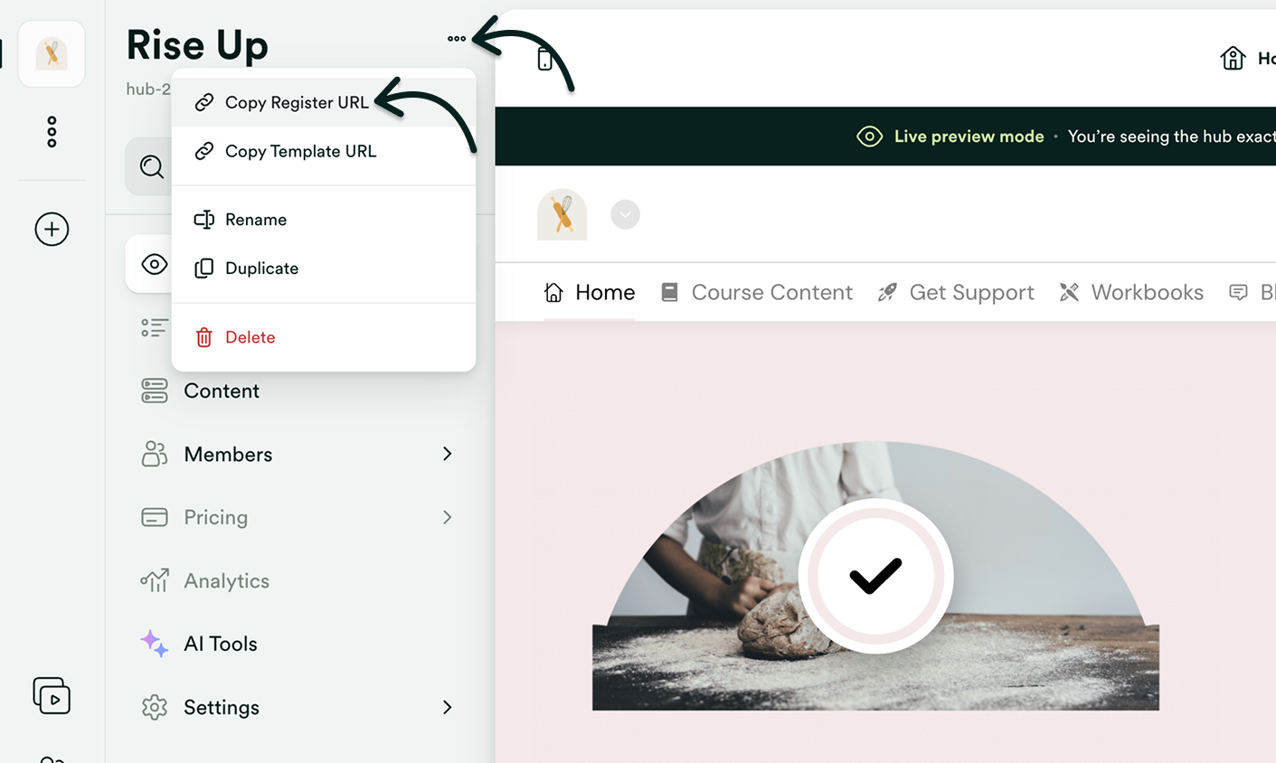 Manage your Hub Registration page