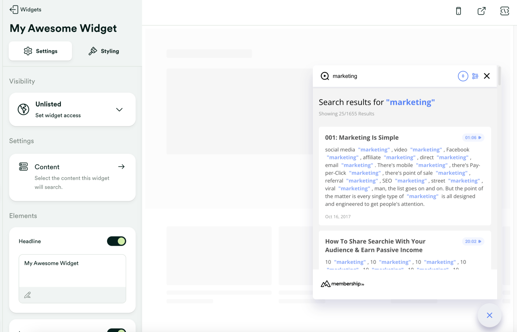 How to create a search widget