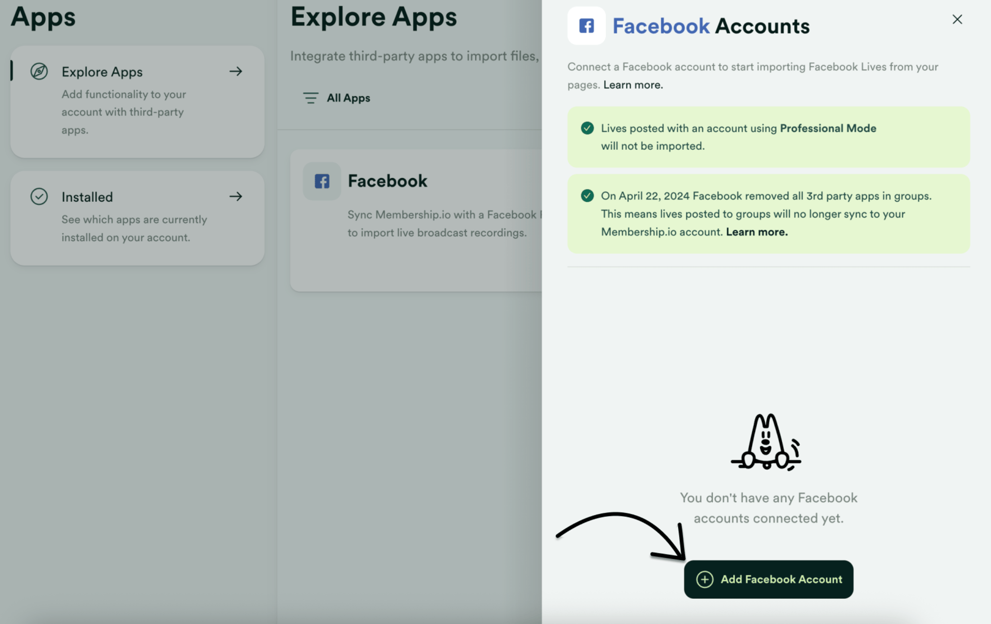 Connect your Facebook account