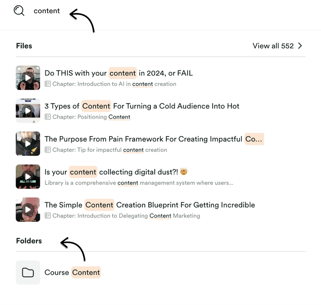 How to search through your Membership.io content